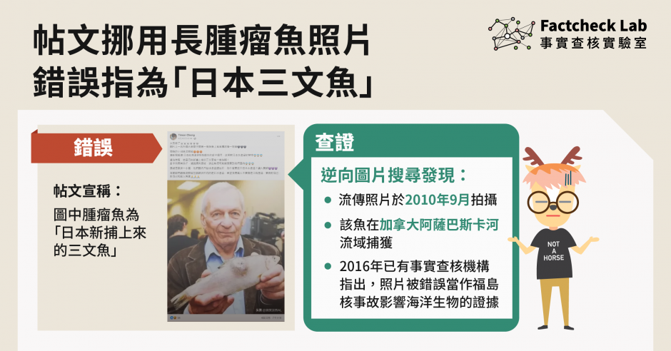 帖文挪用科學家持長腫瘤魚照片，錯誤指為「日本三文魚」 | Factcheck Lab 事實查核實驗室 | 獨立媒體